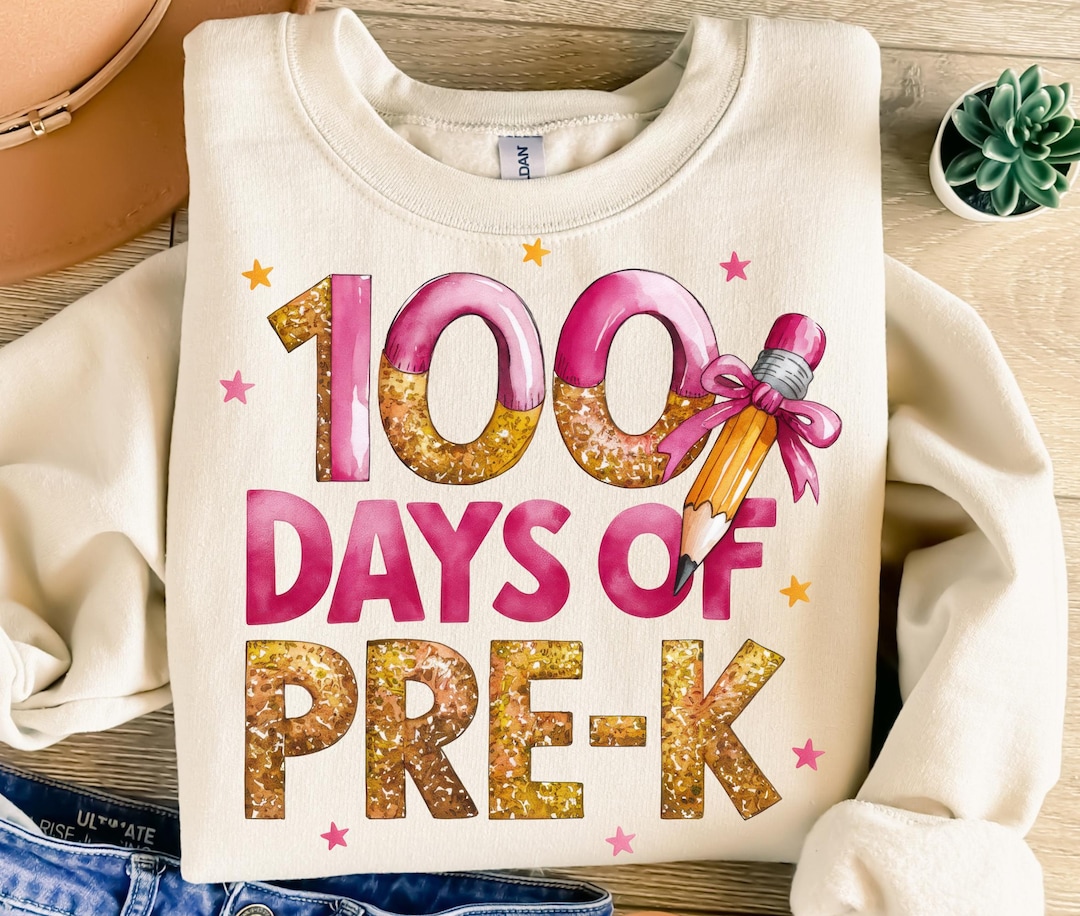 100 Days of Pre-k Png, Sublimation Design, Kids Png, Pre-kindergarten ...