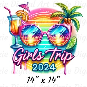 Girls Trip 2024 Png, Sublimation Design, Colorful Neon Png, Vacation ...
