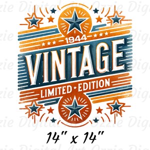 Vintage 1944 Png, Sublimation Design, Limited Edition Png, Retro Png ...