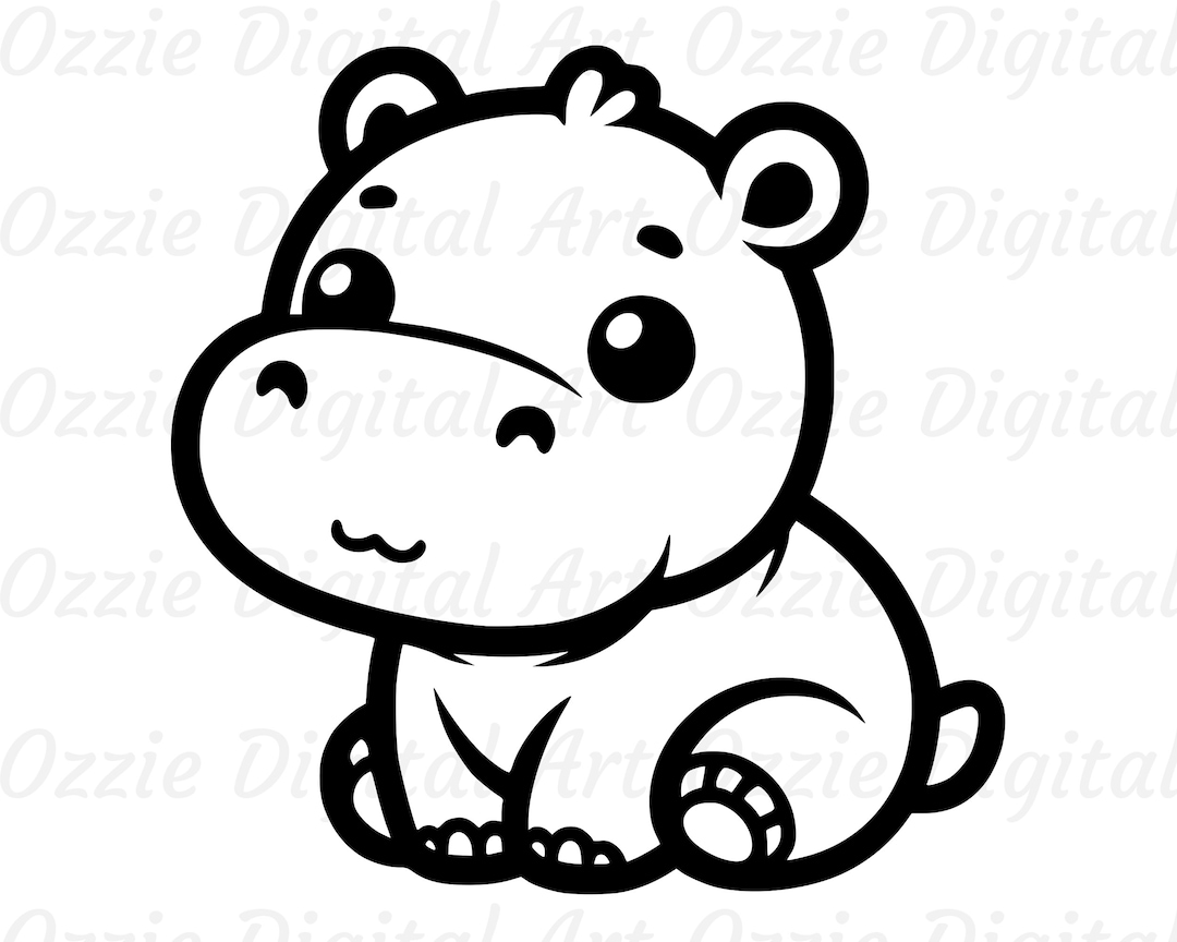 Hippo Svg & Png, Baby Hippo Clipart, Cute Hippo Vector Image, Hippo ...