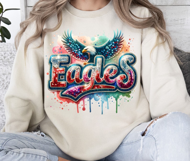 Eagles Png, Sublimation Design, Mascot Png, Football Season Png, Glitter Sequin Png, Game Day ...