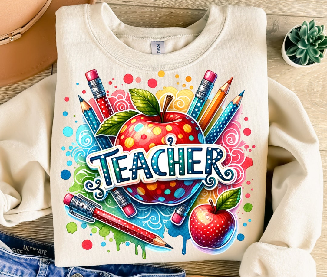 Polka Dot Teacher PNG, Colorful Sublimation Design, Apple Digital File ...