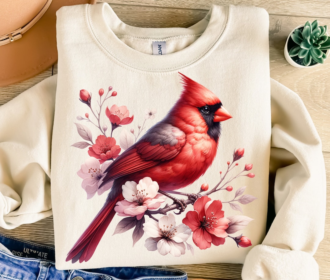 Red Cardinal Png, Sublimation Design, Bird Png, Flowers Png, T-shirt ...