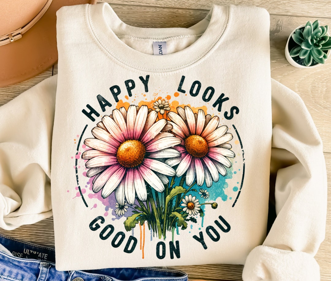 Happy Looks Good on You Png, Sublimation Design, Positive Png, Retro ...