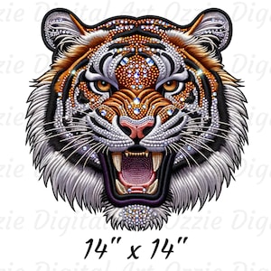 Sparkly Tiger Png, Sublimation Design, Faux Embroidery Png, Mascot Png ...