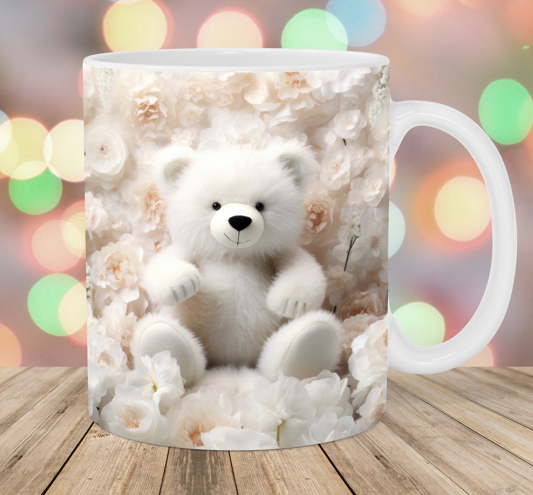 3D Teddy Bear Mug Wrap 11oz & 15oz Mug Template Mug - Etsy