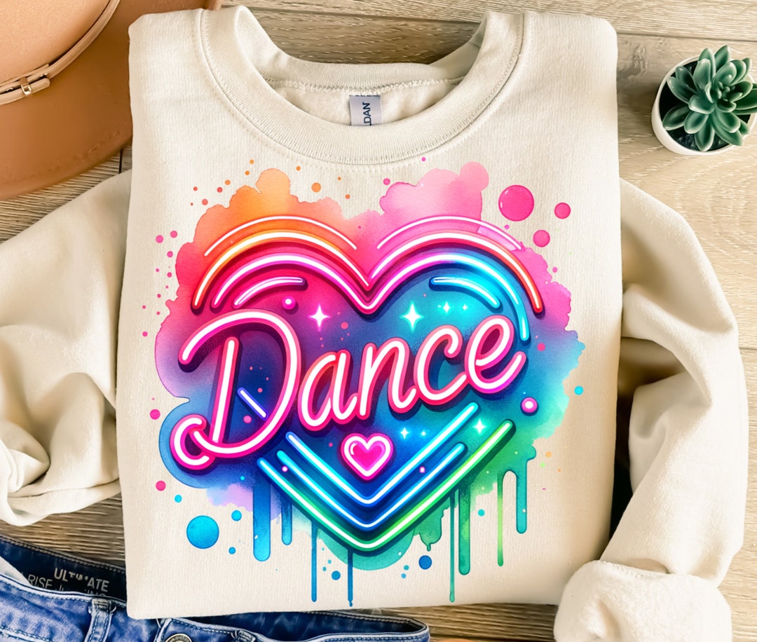 Dance Png, Sublimation Design, Colorful Neon Png, Heart Png, Trendy ...