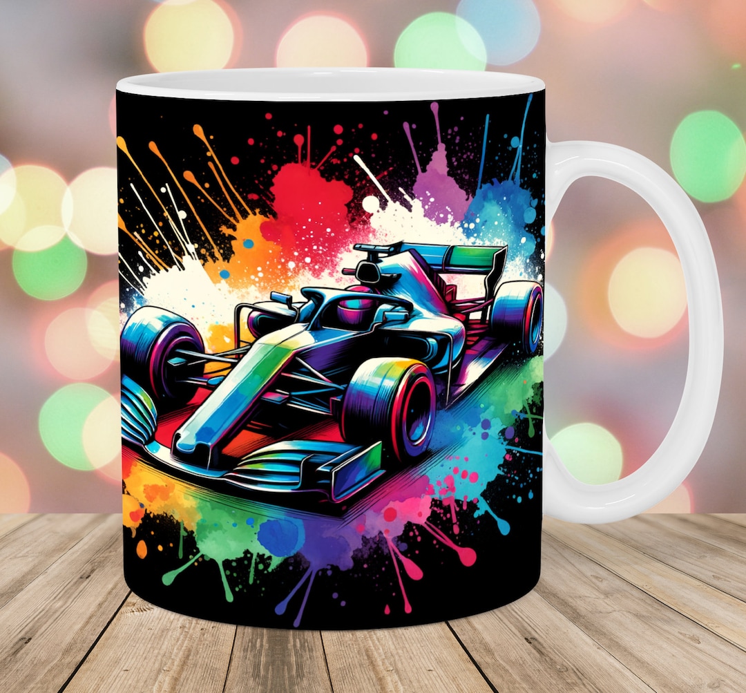 Colorful Neon Racing Car Mug Wrap, 11oz and 15oz Mug Template, Mug ...