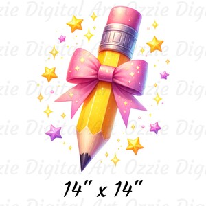 Pencil Png, Sublimation Design, Teacher Appreciation Png, Coquette Bow ...
