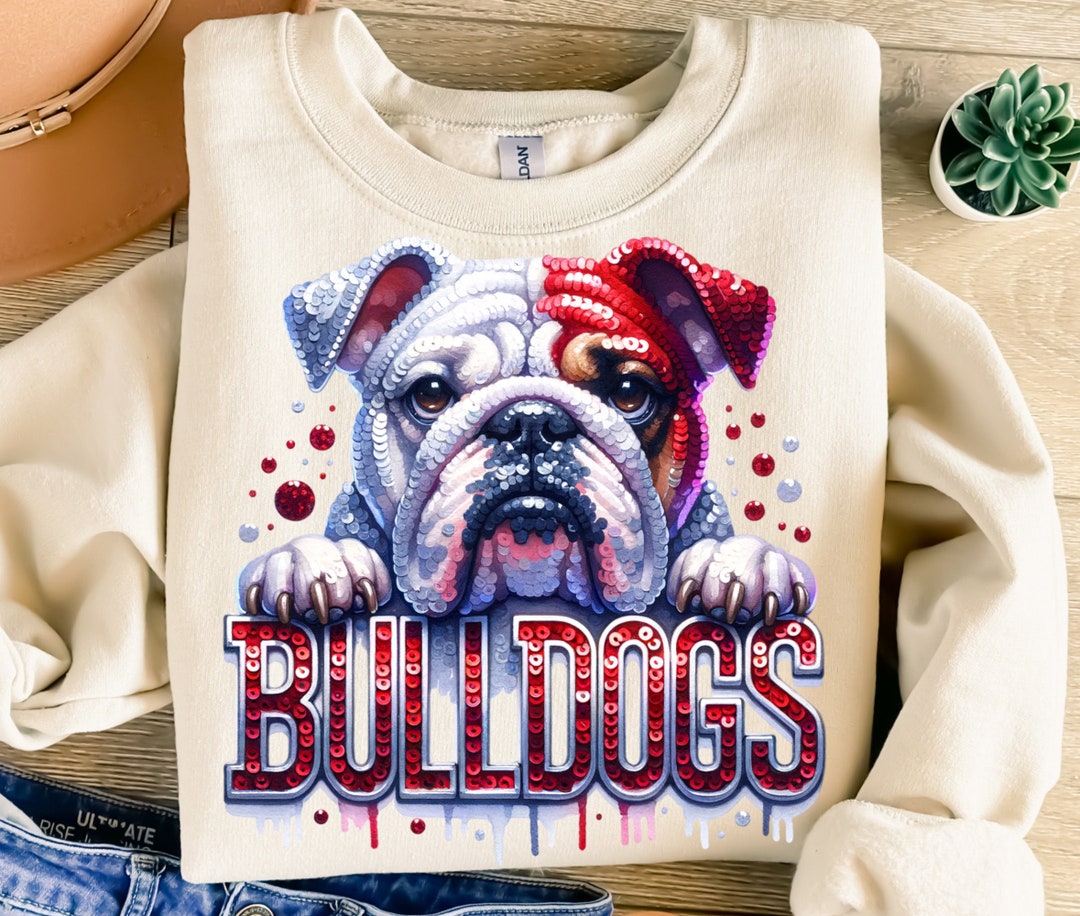 Bulldogs Png, Sublimation Design, Red Sequin Png, Mascot Png, Football ...