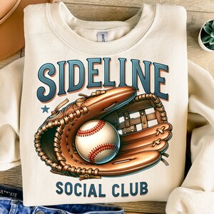 Sideline Social Club Png, Sublimation Design, Baseball Ball Png, Sport ...