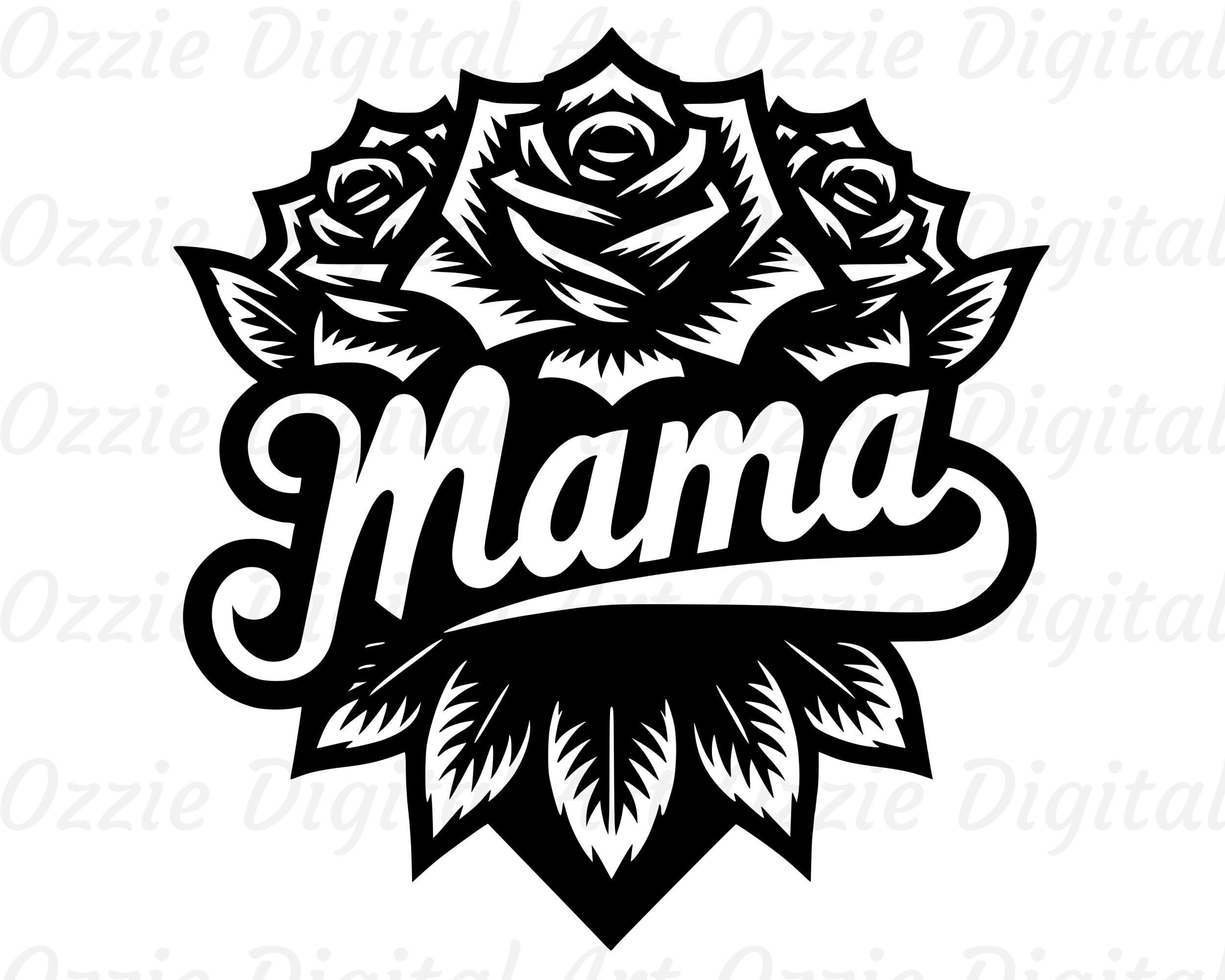 Mama Svg & Png, Mother's Day Clipart, Mama Flowers Vector Image, Roses ...