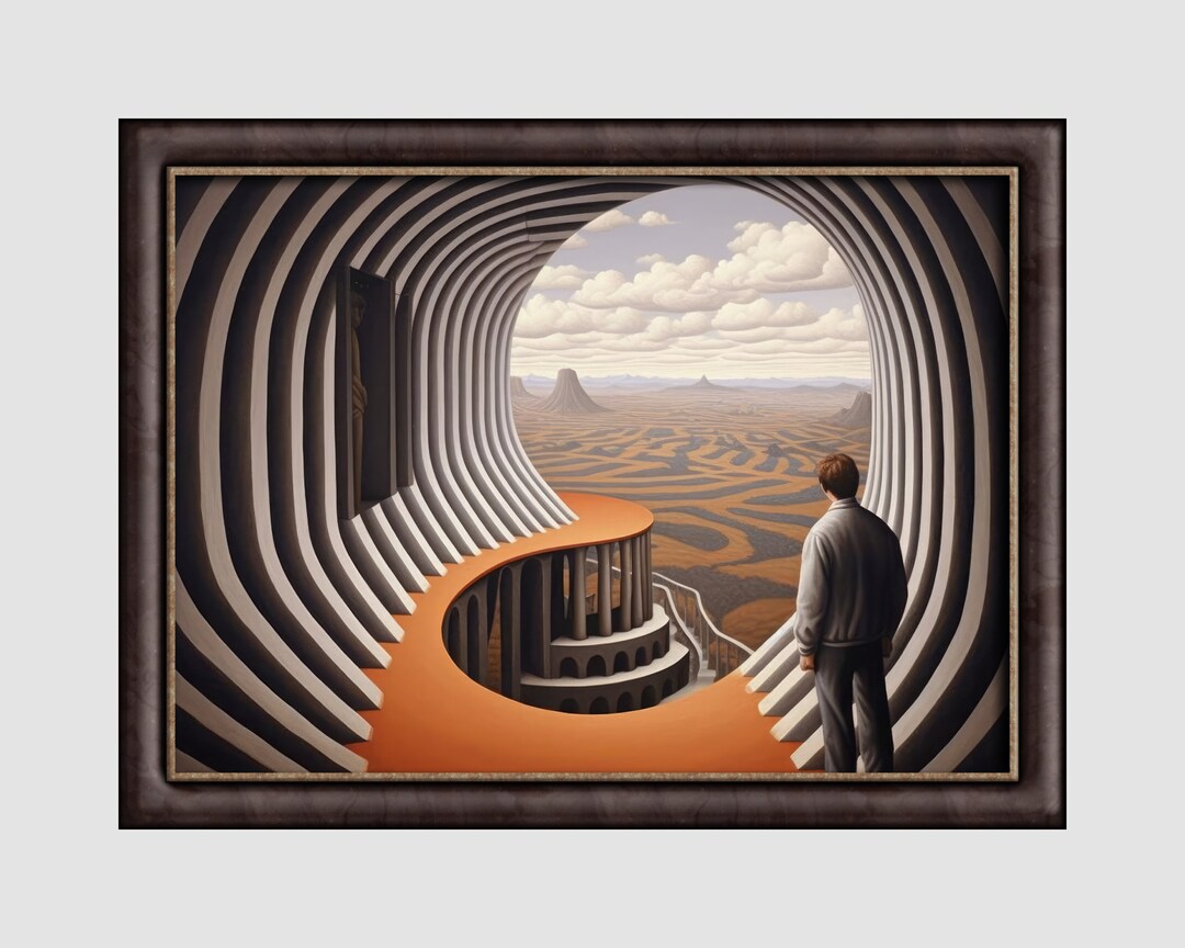 Printable Abstract Valley View Landscape Painting, Surrealism Art ...