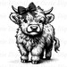 Highland Cow With Bow Svg & Png, Cow Clipart, Highland Cow Vector Image ...