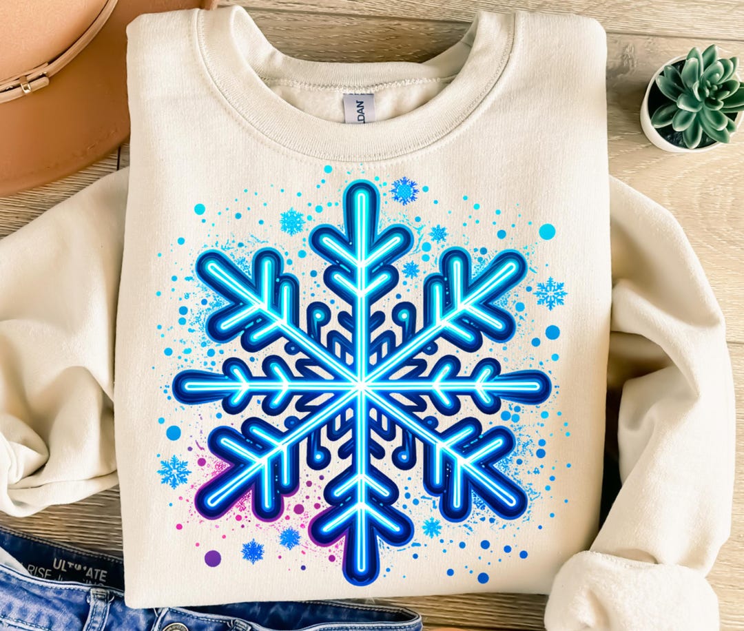 Blue Neon Snowflake Png, Sublimation Design, Christmas Png, Winter Png ...