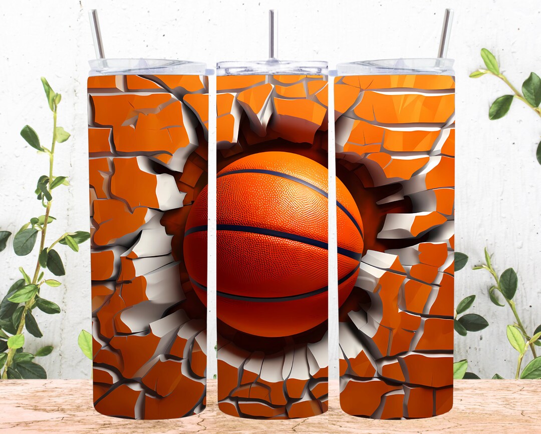 3D Basketball Hole in A Wall 20 Oz Skinny Tumbler Sublimation Design ...
