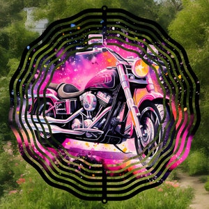 Pink Motorcycle Wind Spinner Sublimation Design, Motorbike Wind Spinner ...