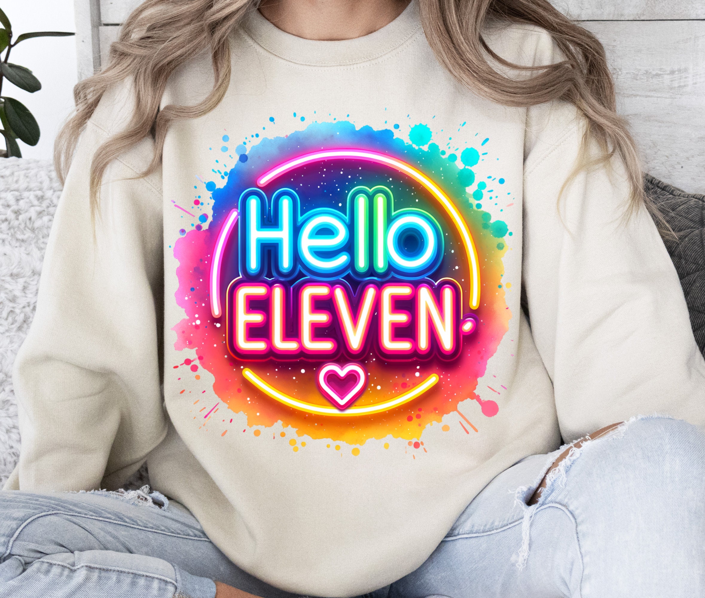 Hello Eleven Png, Sublimation Design, Colorful Neon Png, 11th Birthday ...