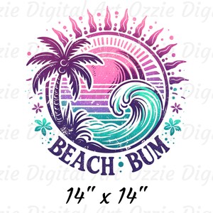 Beach Bum Png, Sublimation Design, Retro Summer Clipart, Beach Digital ...