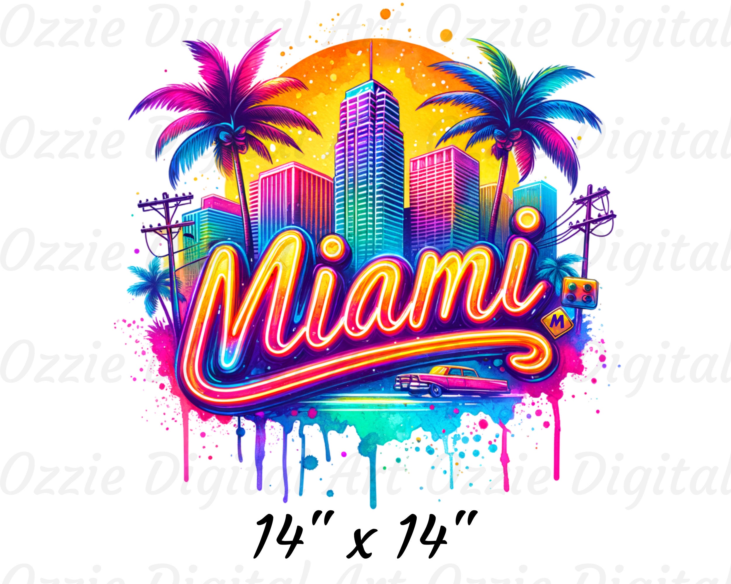 Miami Png, Sublimation Design, Colorful Neon City Png, America Png ...