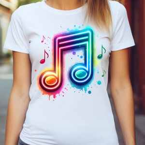 Neon Musical Note Png, Sublimation Design, Colorful Music Png, Trendy ...