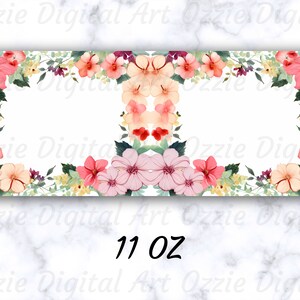 Flower Border Mug Wrap, 11oz & 15oz Mug Template, Mug Sublimation ...