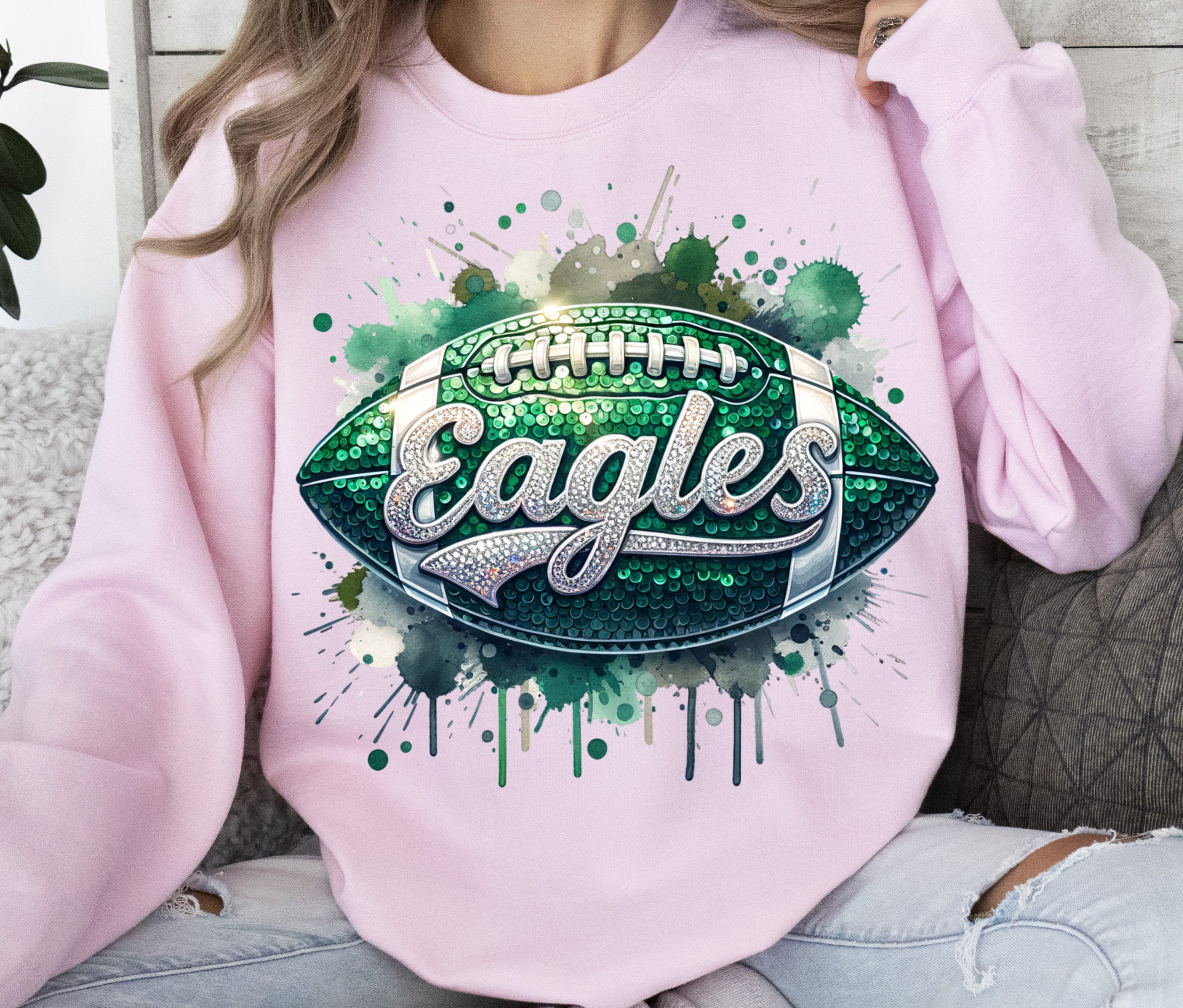 Eagles Png, Sublimation Design, Green Sequin Mascot Png, Football ...