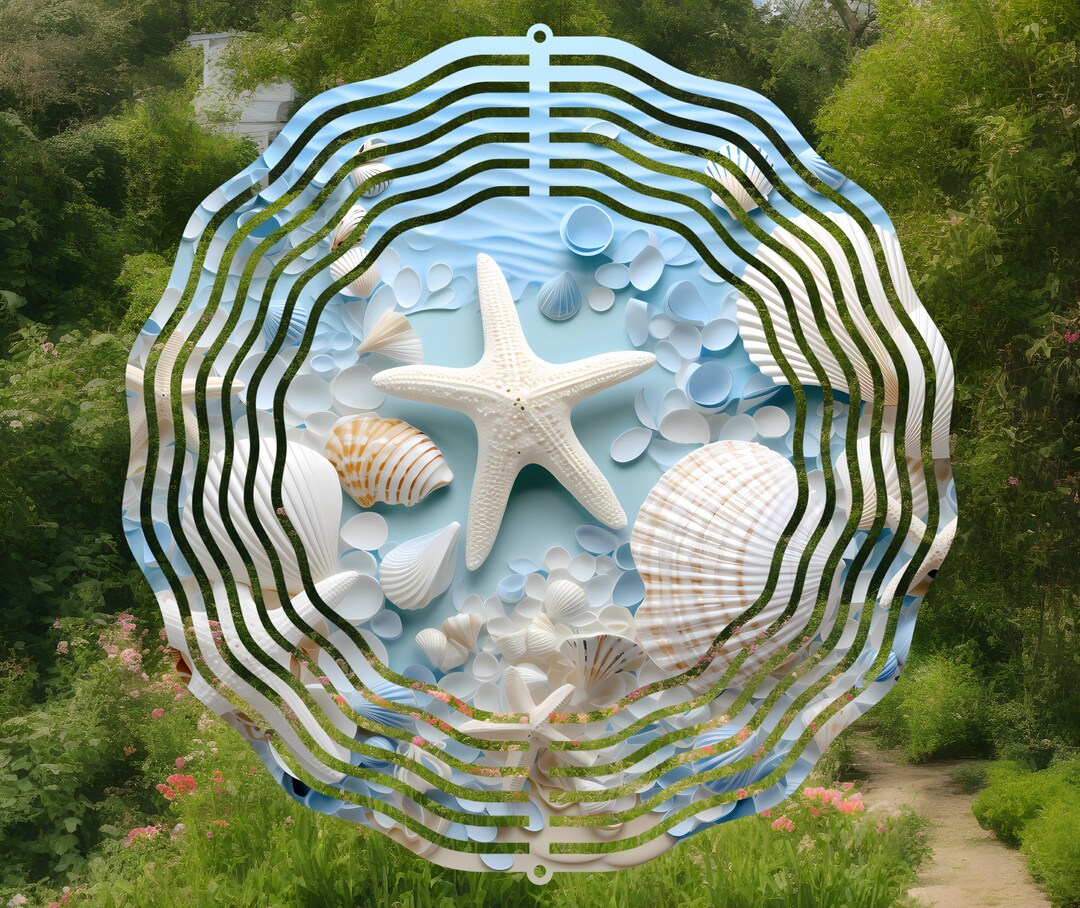 3D Seashells Wind Spinner Sublimation Design, Ocean Beach Wind Spinner ...