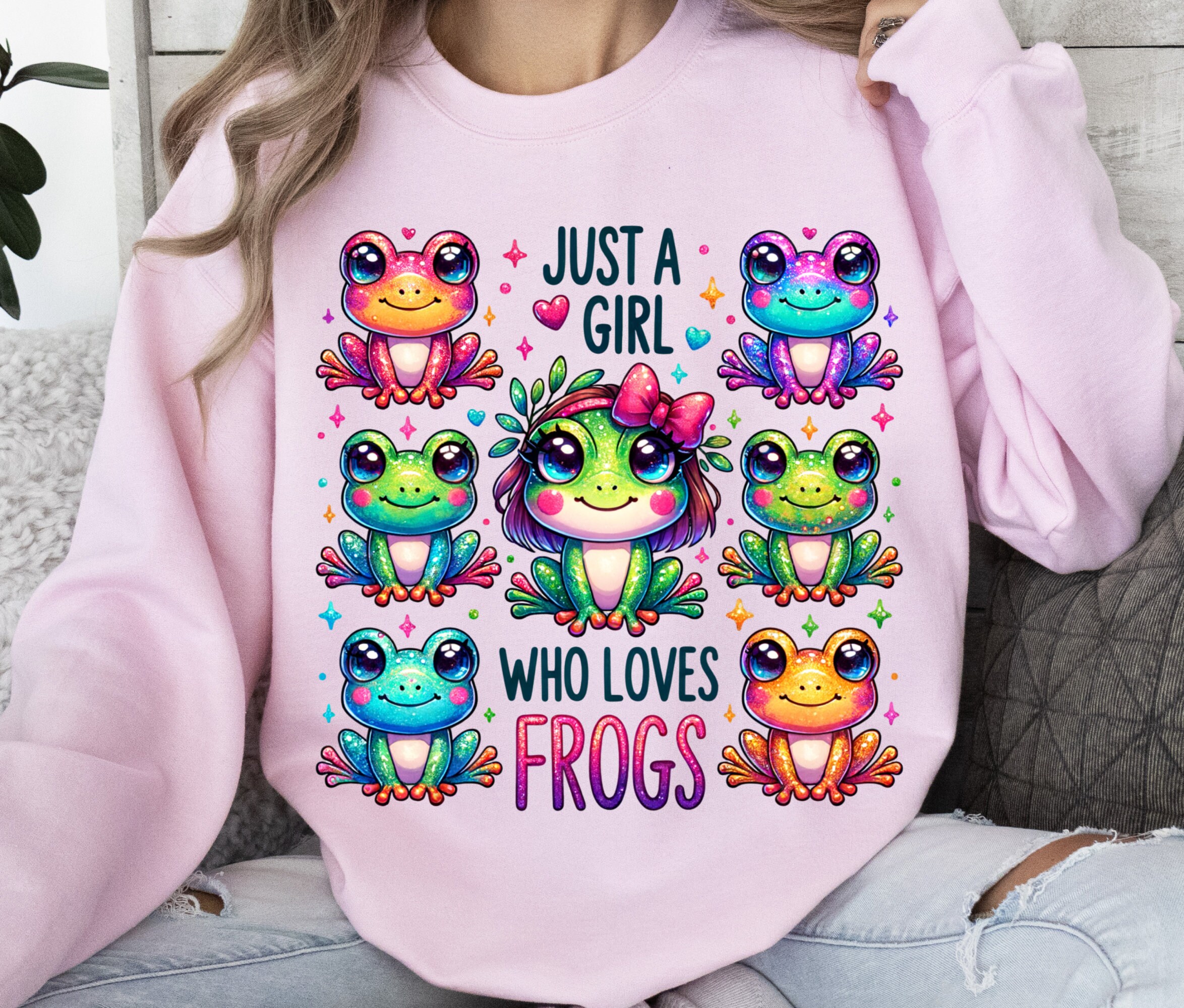 Just A Girl Who Loves Frogs Png, Sublimation Design, Frog Clipart, Cute ...