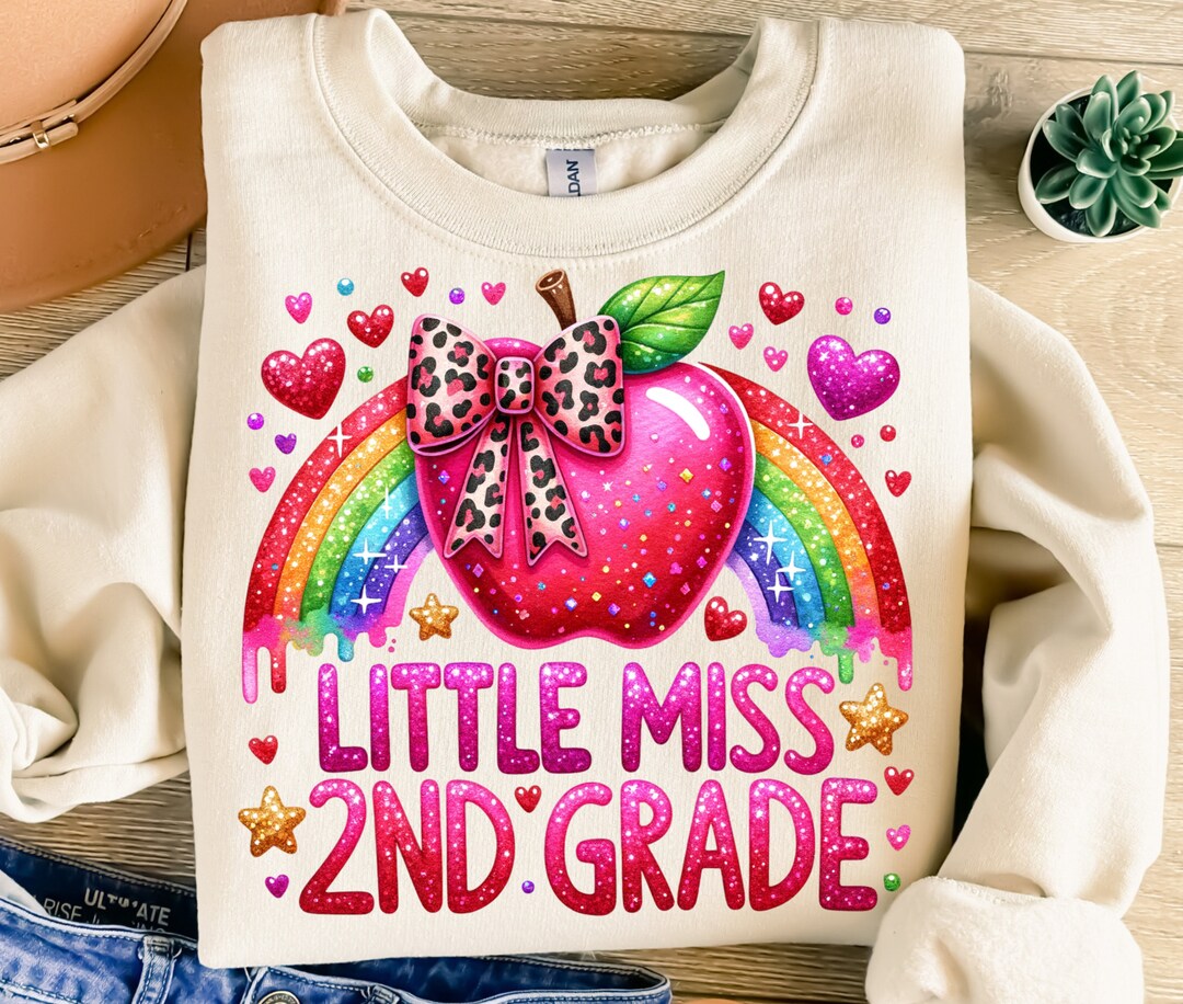 Little Miss Second Grade Png, Sublimation Design, Apple Png, Back to ...