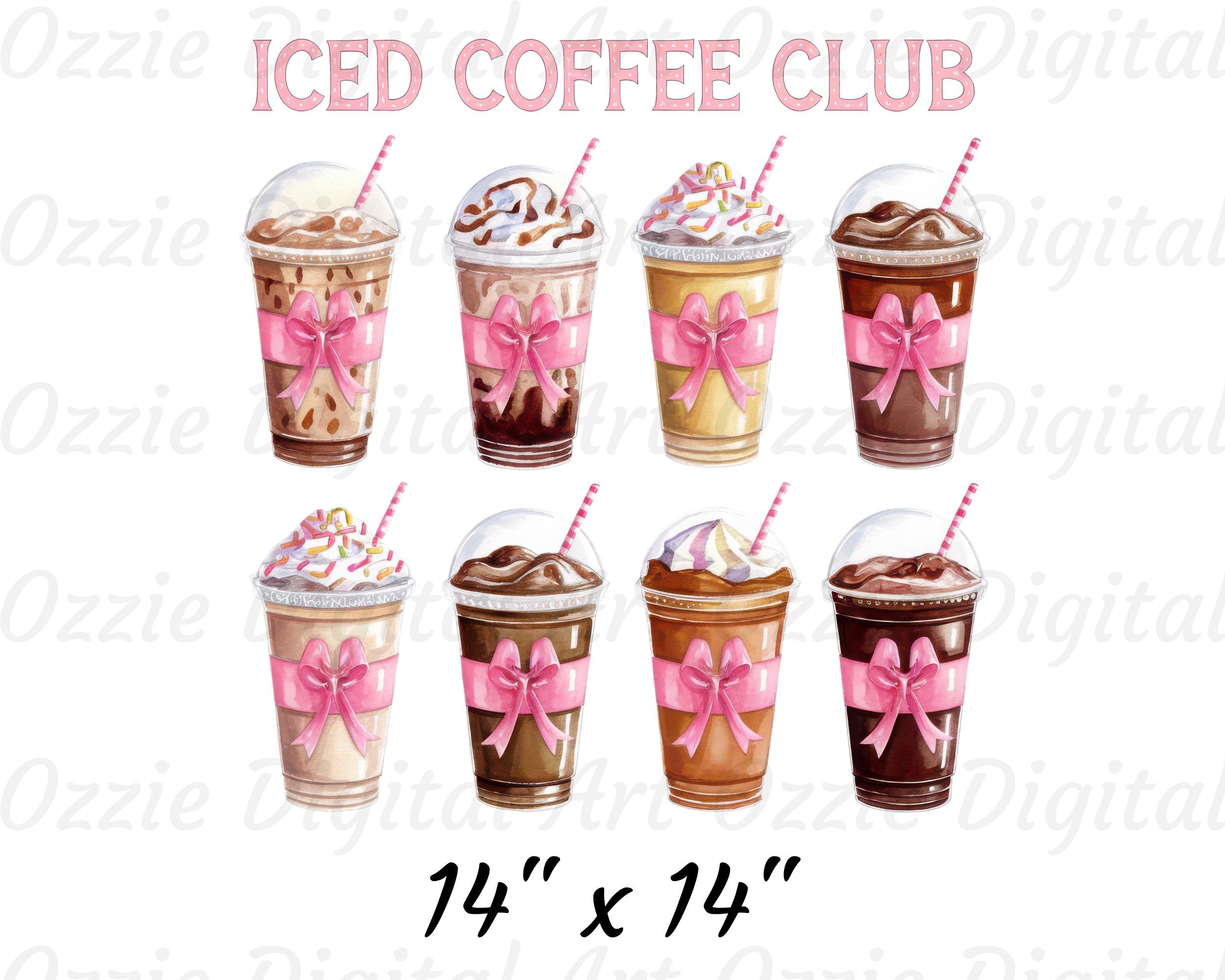 Iced Coffee Club Png, Sublimation Design, Coquette Bow Png, Coffee ...