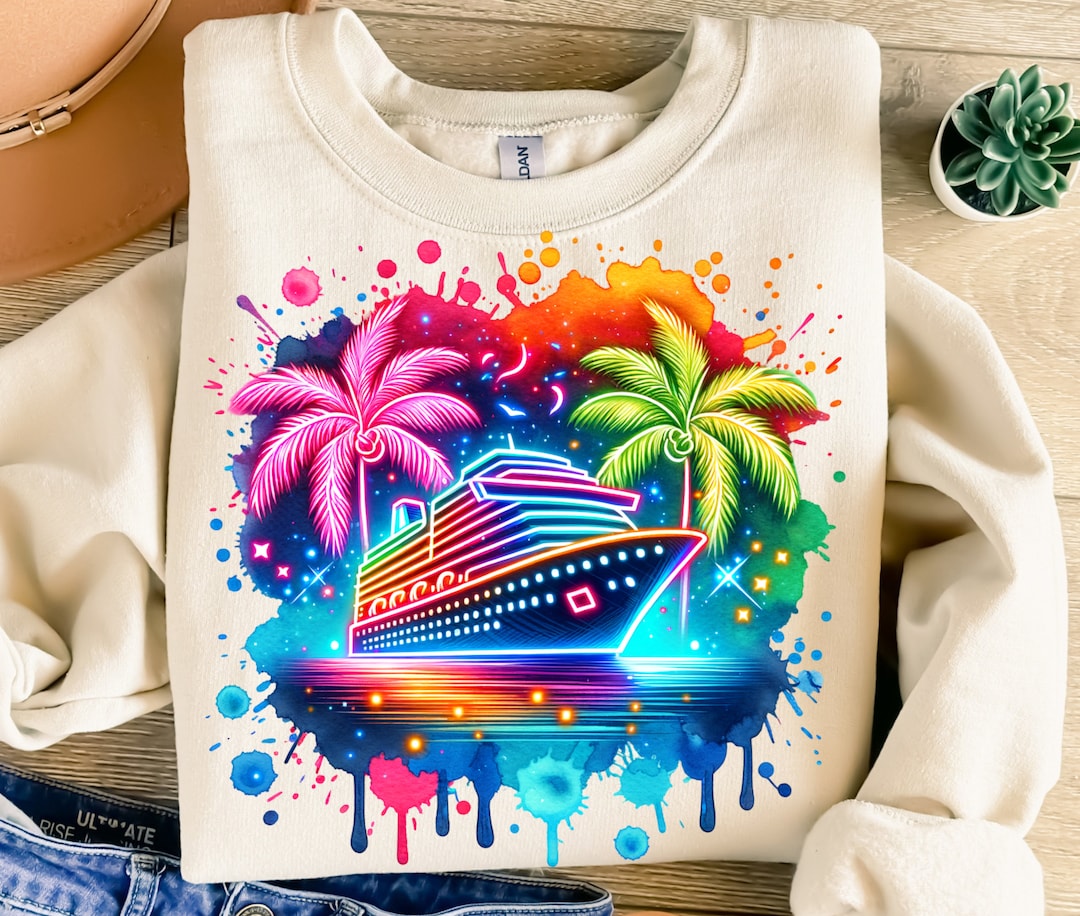 Colorful Cruise Png, Sublimation Design, Neon Cruise Ship Clipart, Trip ...