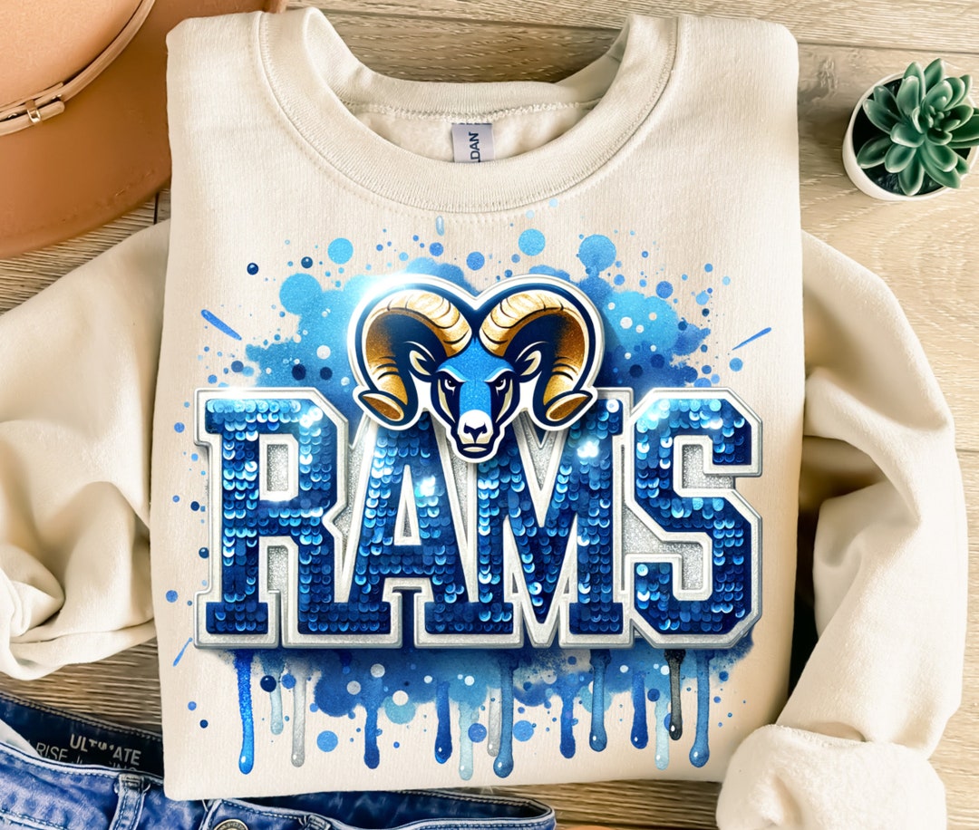 Rams Png, Sublimation Design, Mascot Png, Sport Png, Blue Silver Sequin ...