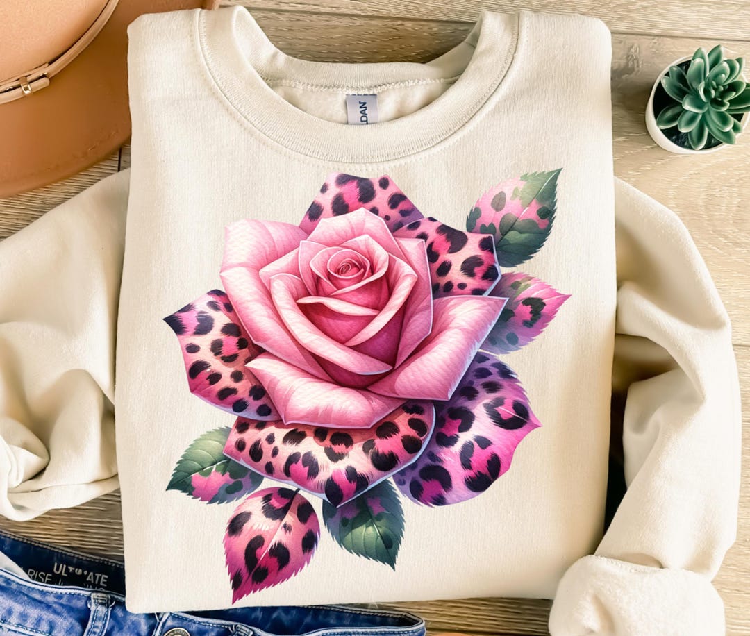 Leopard Rose Png, Sublimation Design, Pink Rose Png, Flower Png ...