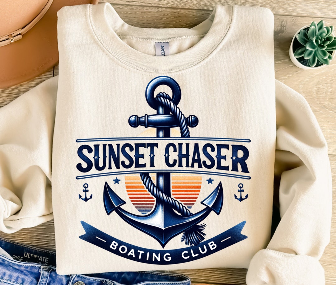 Sunset Chaser Boating Club Png, Sublimation Design, Summer Png, Anchor ...