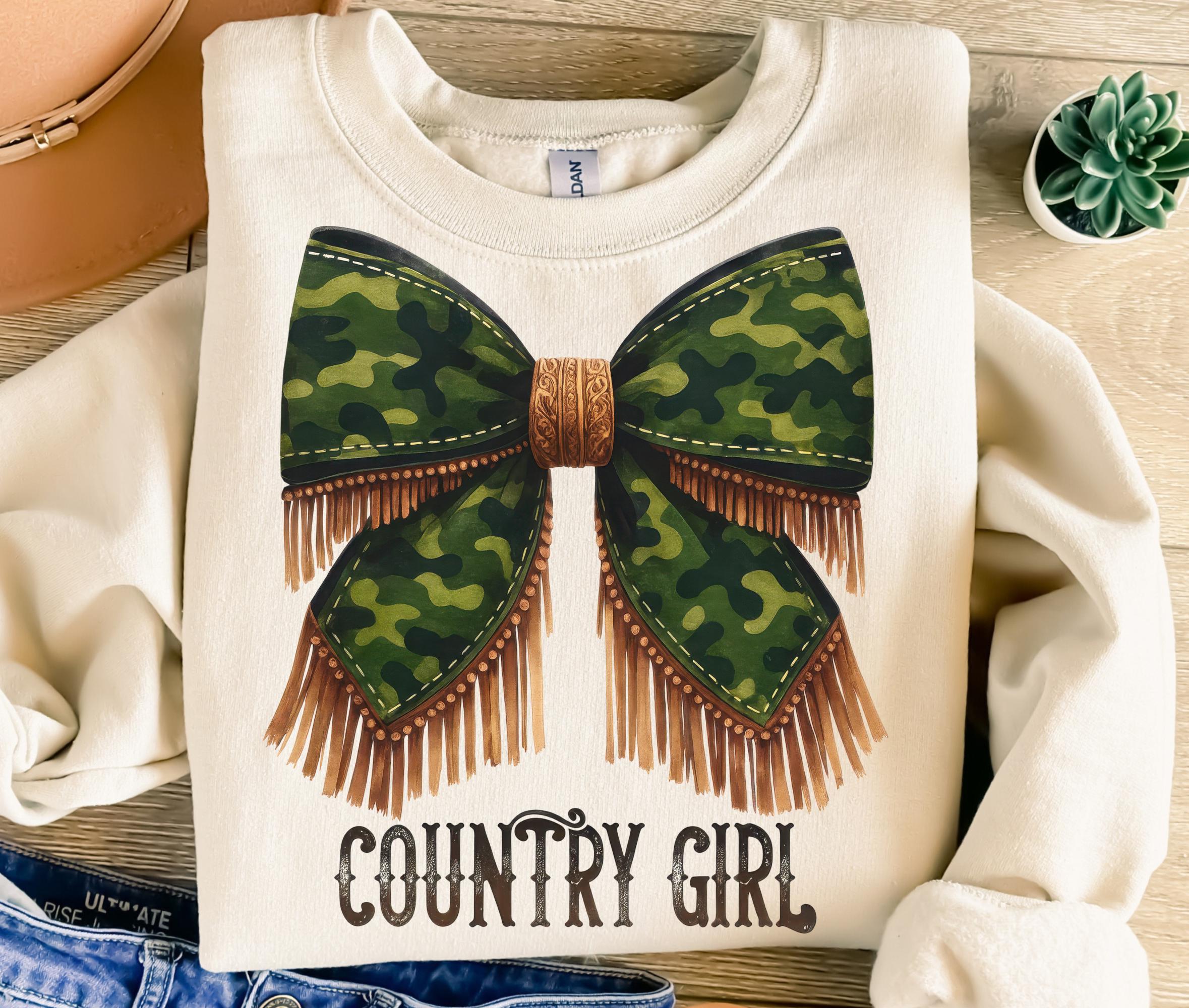 Country Girl Png, Sublimation Design, Camo Coquette Bow Png, Farm Girl ...