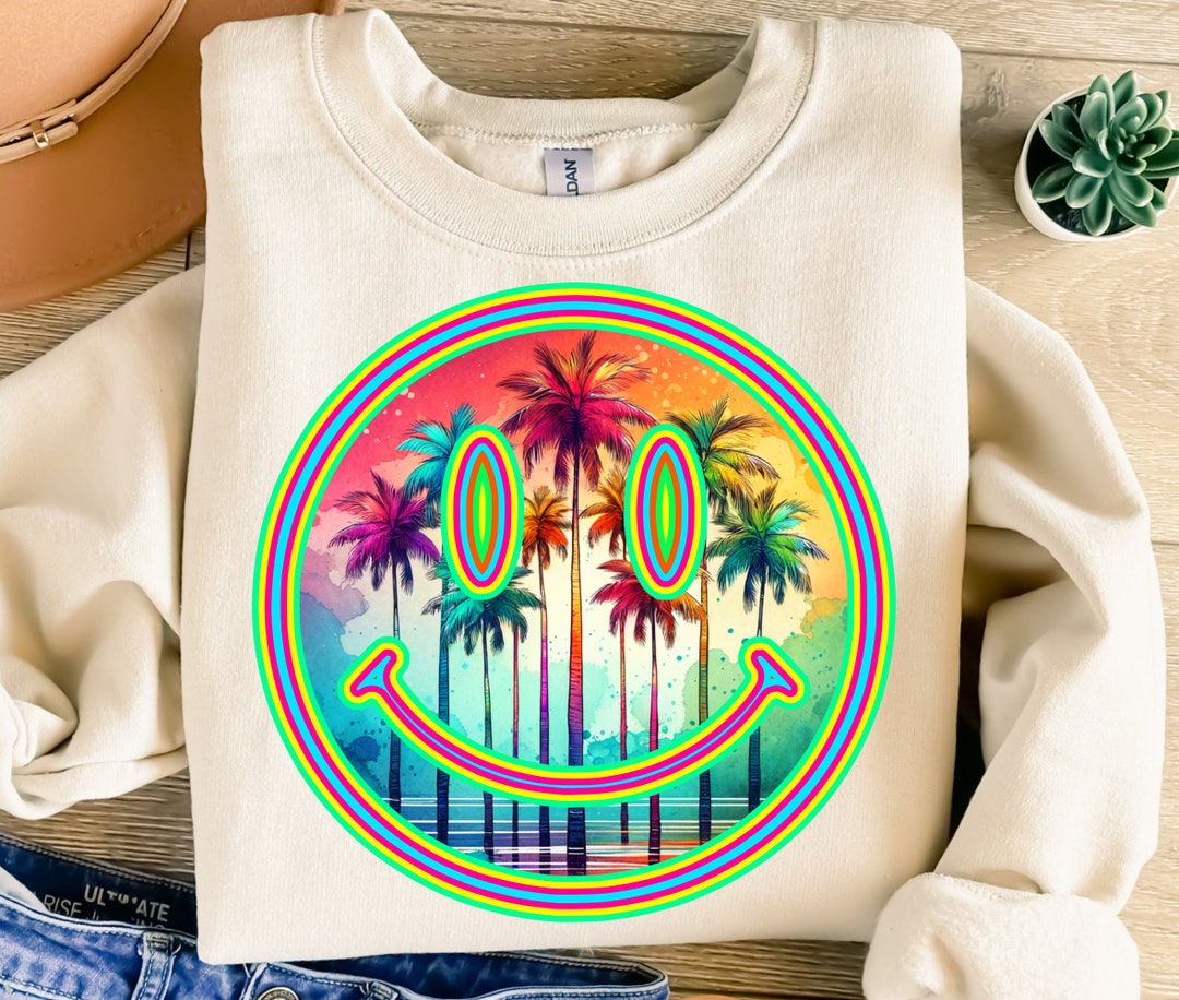 Smiley Face Png, Sublimation Design, Beach Vibes Png, Summer ...