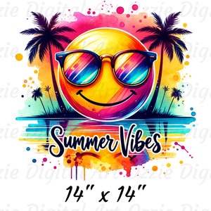 Summer Vibes Png, Sublimation Design, Neon Smiley Face Png, Colorful ...
