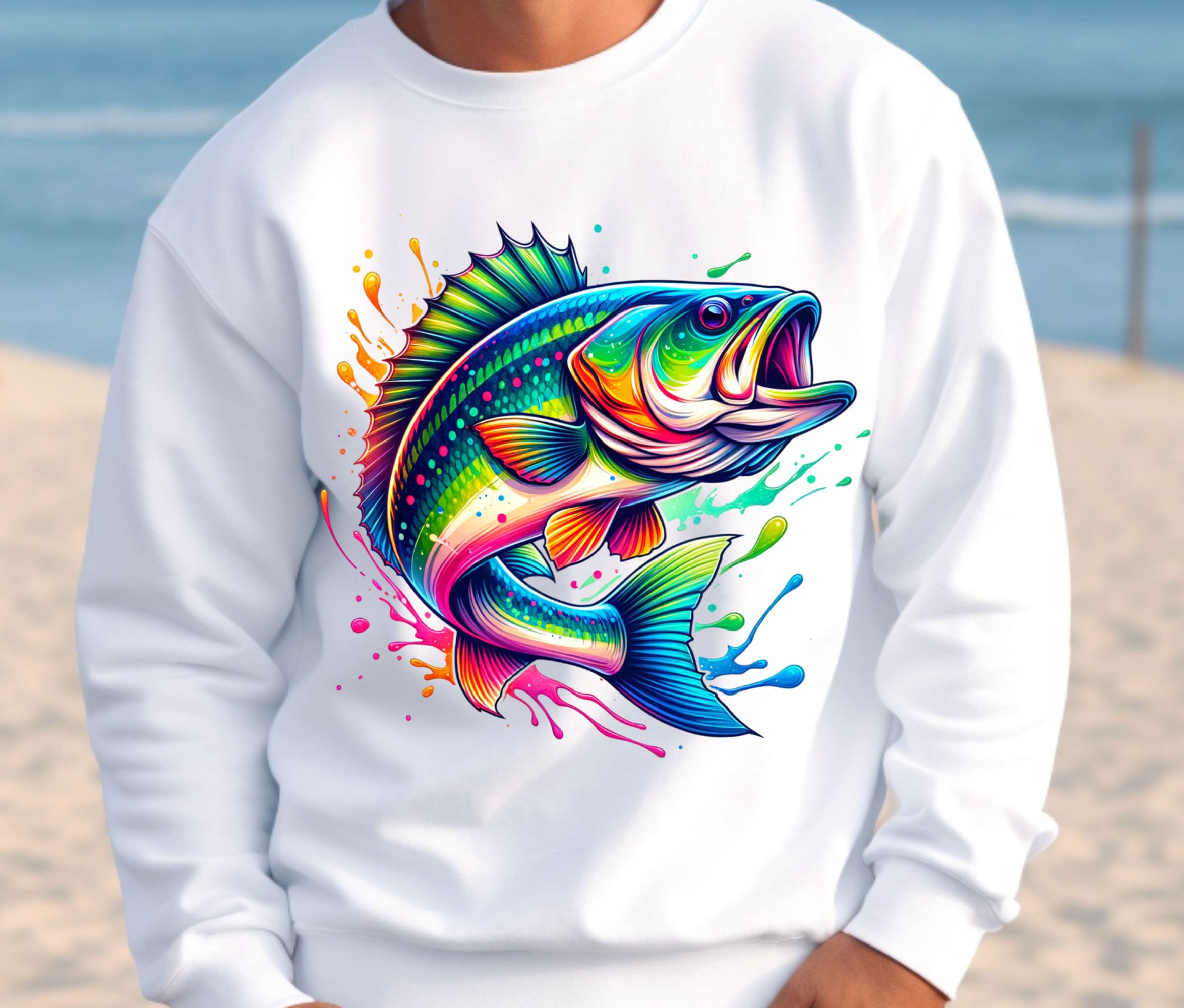 Colorful Neon Largemouth Bass Png, Sublimation Design, Fishing Png ...