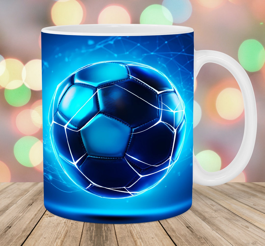 3D Neon Soccer Ball Mug Wrap, 11oz & 15oz Mug Template, Mug Sublimation ...