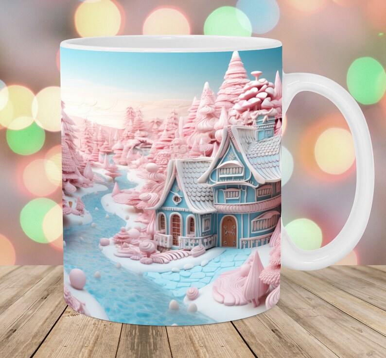 3D Gingerbread House Mug Wrap 11oz & 15oz Mug Template Mug - Etsy