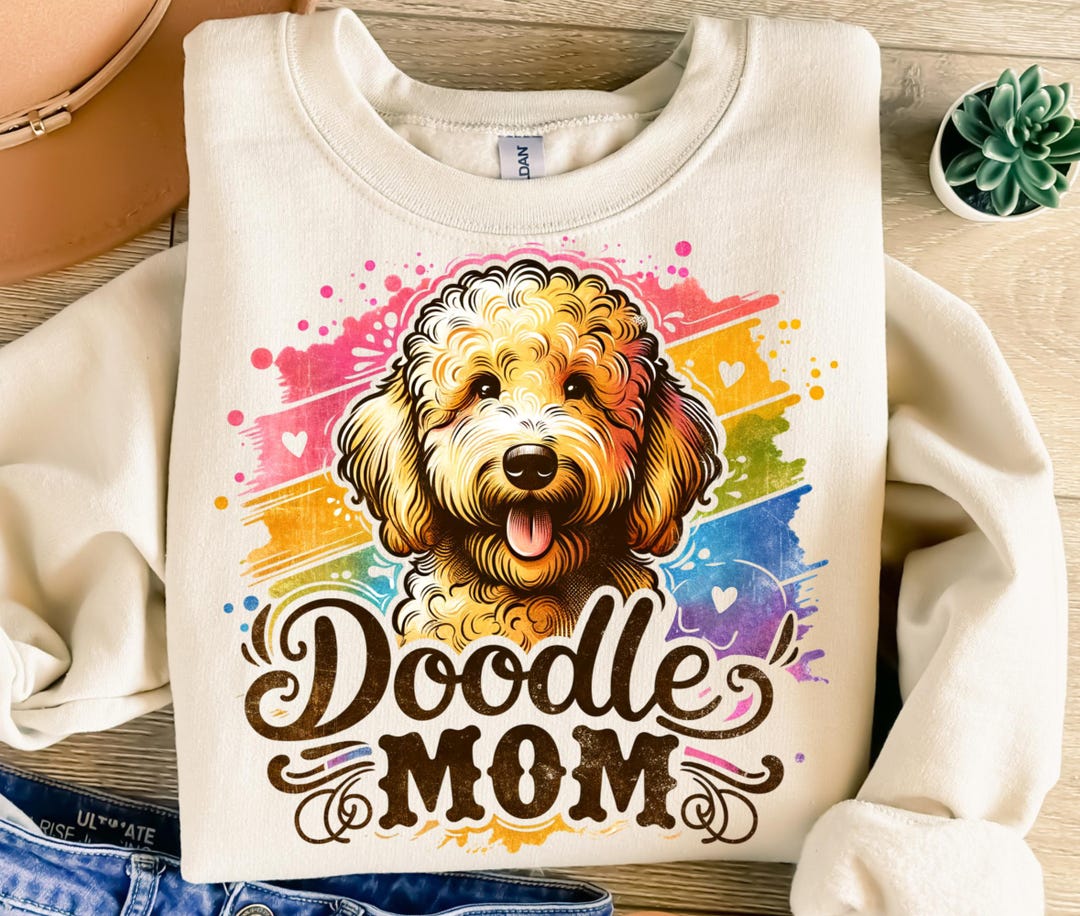 Doodle Mom Png, Sublimation Design, Colorful Png, Dog Mama Png, Retro ...