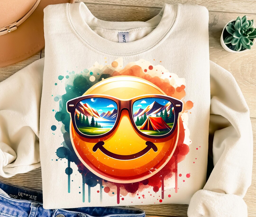 Smiley Face Png, Sublimation Design, Camping Png, Adventure Png, Hiking ...