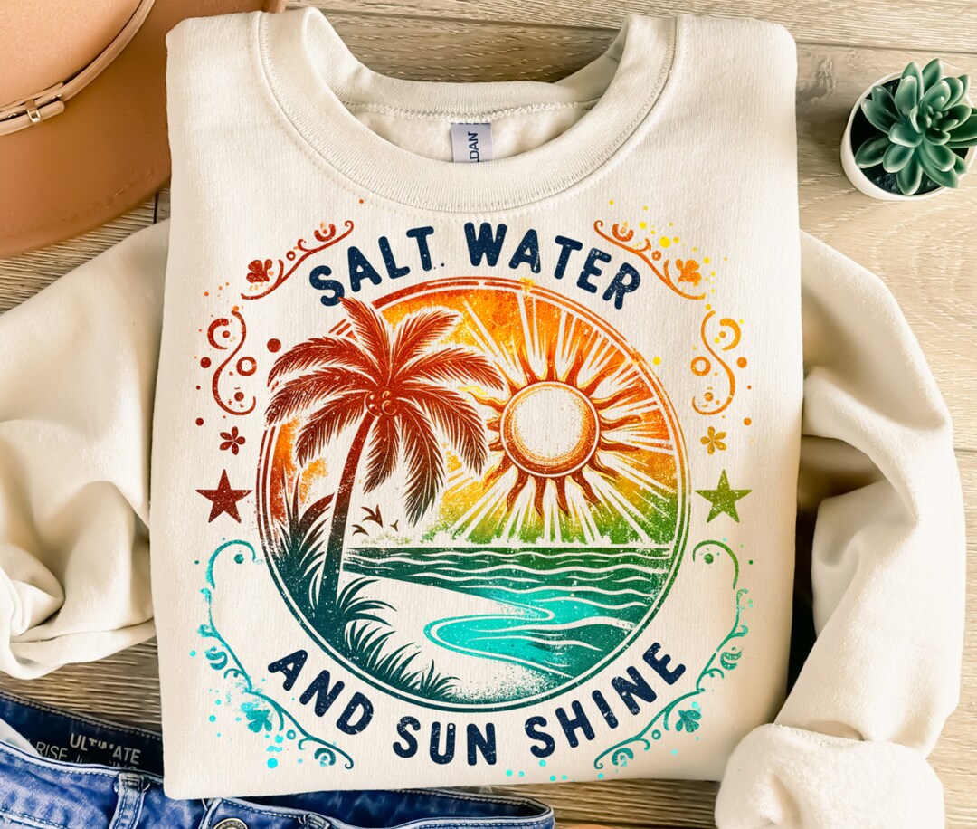 Salt Water and Sun Shine Png, Sublimation Design, Summer Png, Retro ...
