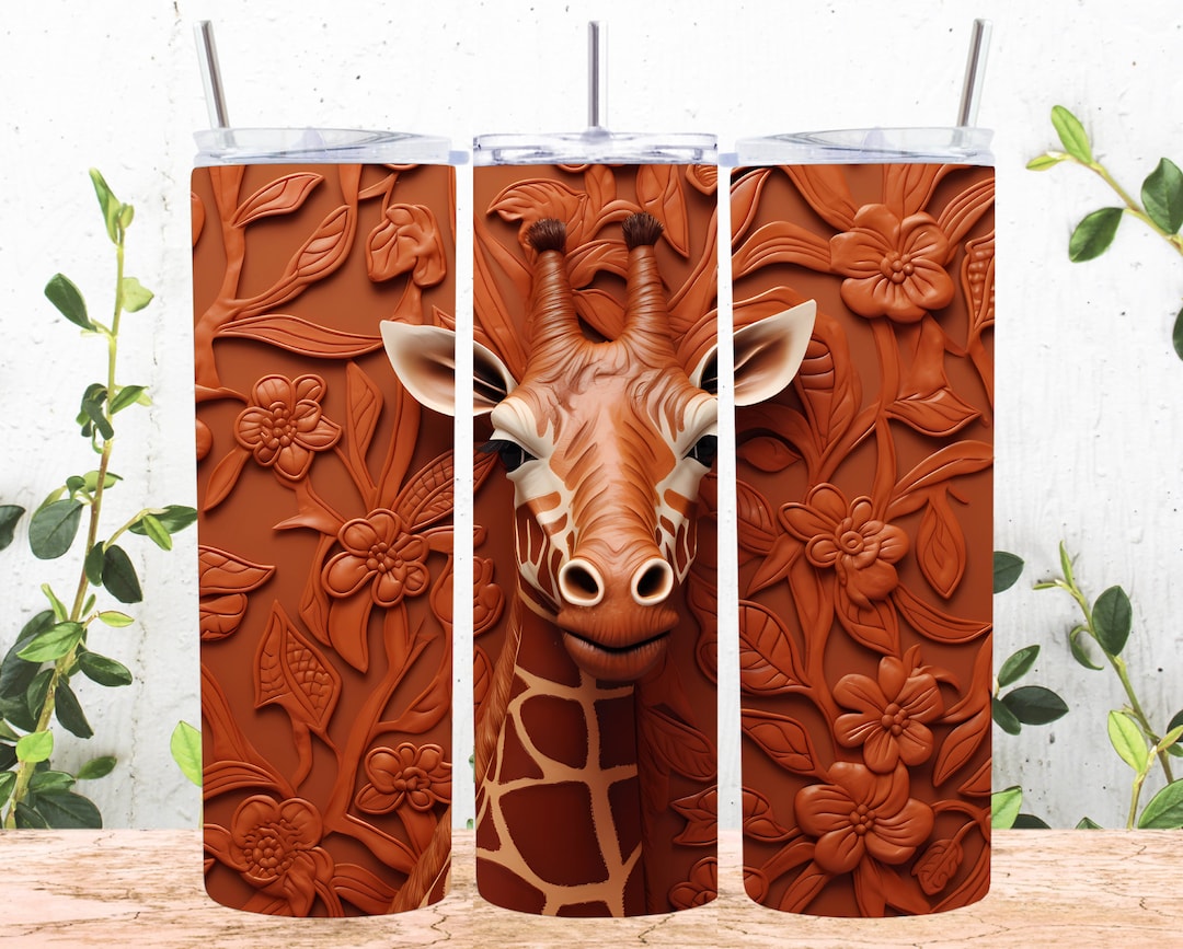 3D Engraved Leather Giraffe 20 Oz Skinny Tumbler Sublimation - Etsy