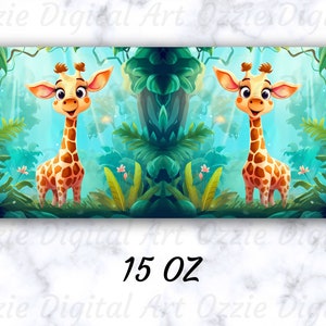 Cartoon Baby Giraffe Mug Wrap, 11oz & 15oz Mug Template, Mug ...