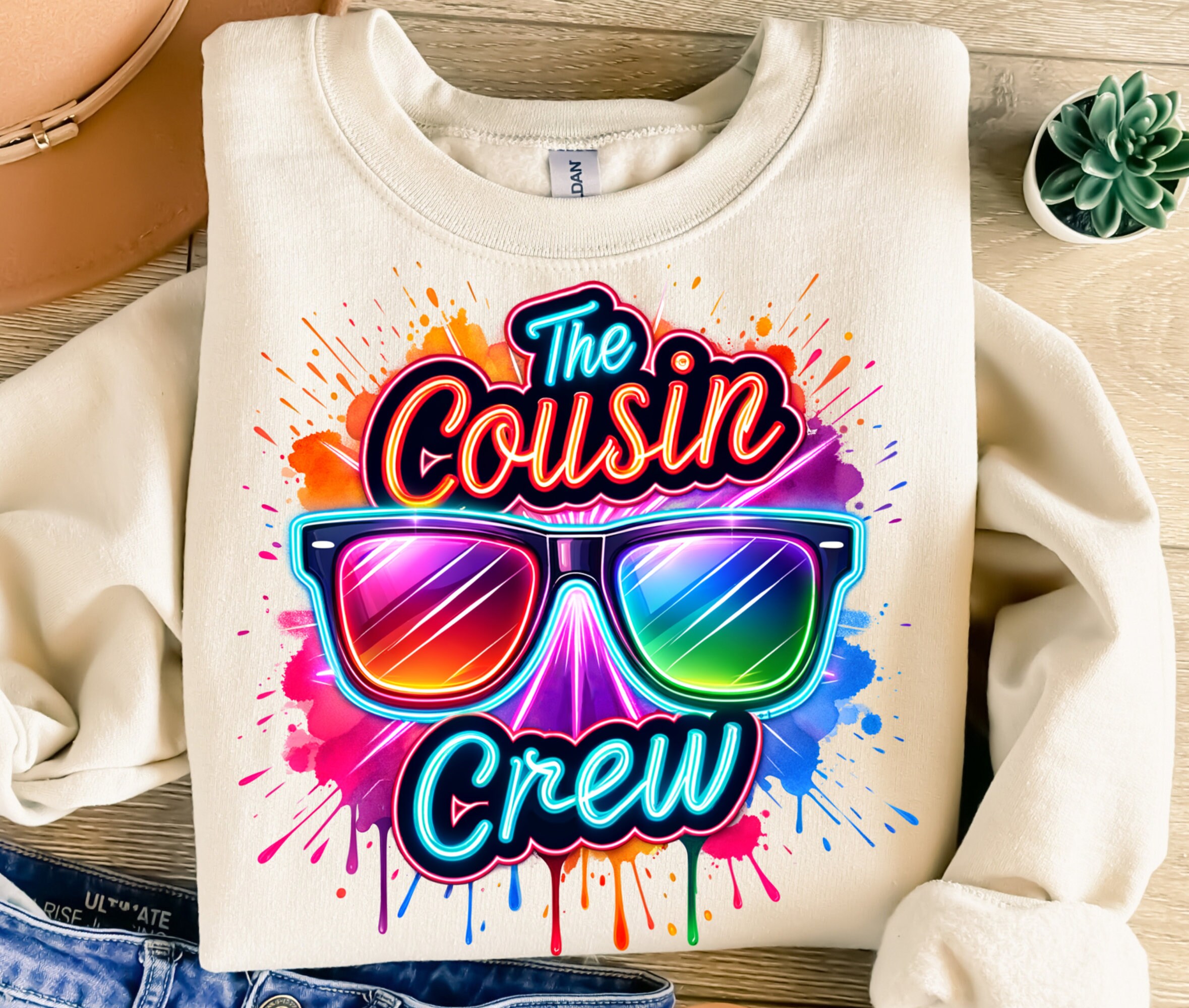 Cousin Crew Png, Sublimation Design, Colorful Neon Png, Kids ...
