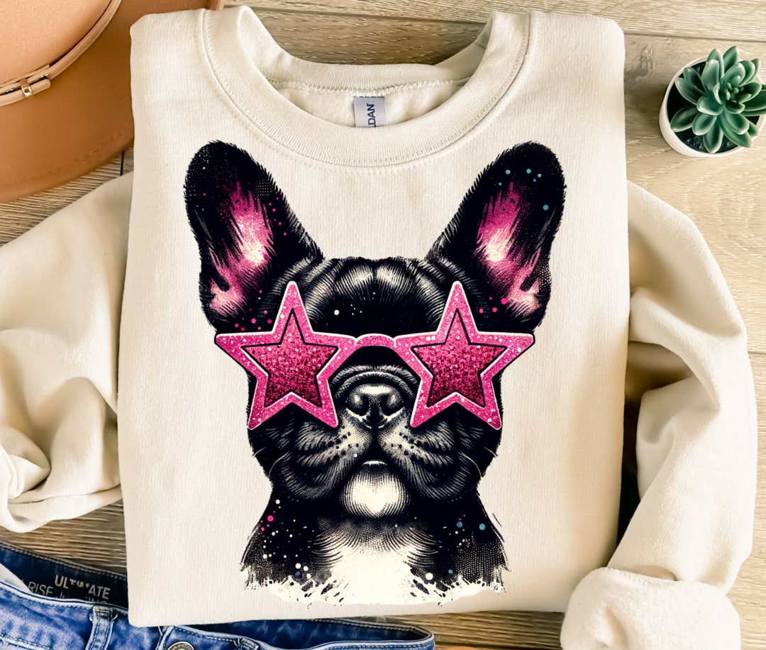 Retro French Bulldog Png, Sublimation Design, Frenchie Png, Glitter ...