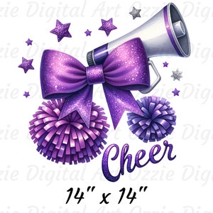 Purple Cheer Png, Sublimation Design, Pom Poms Png, Cheerleader Png ...