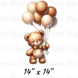 Teddy Bear With Balloons Png, Sublimation Design, Kids Sublimation ...